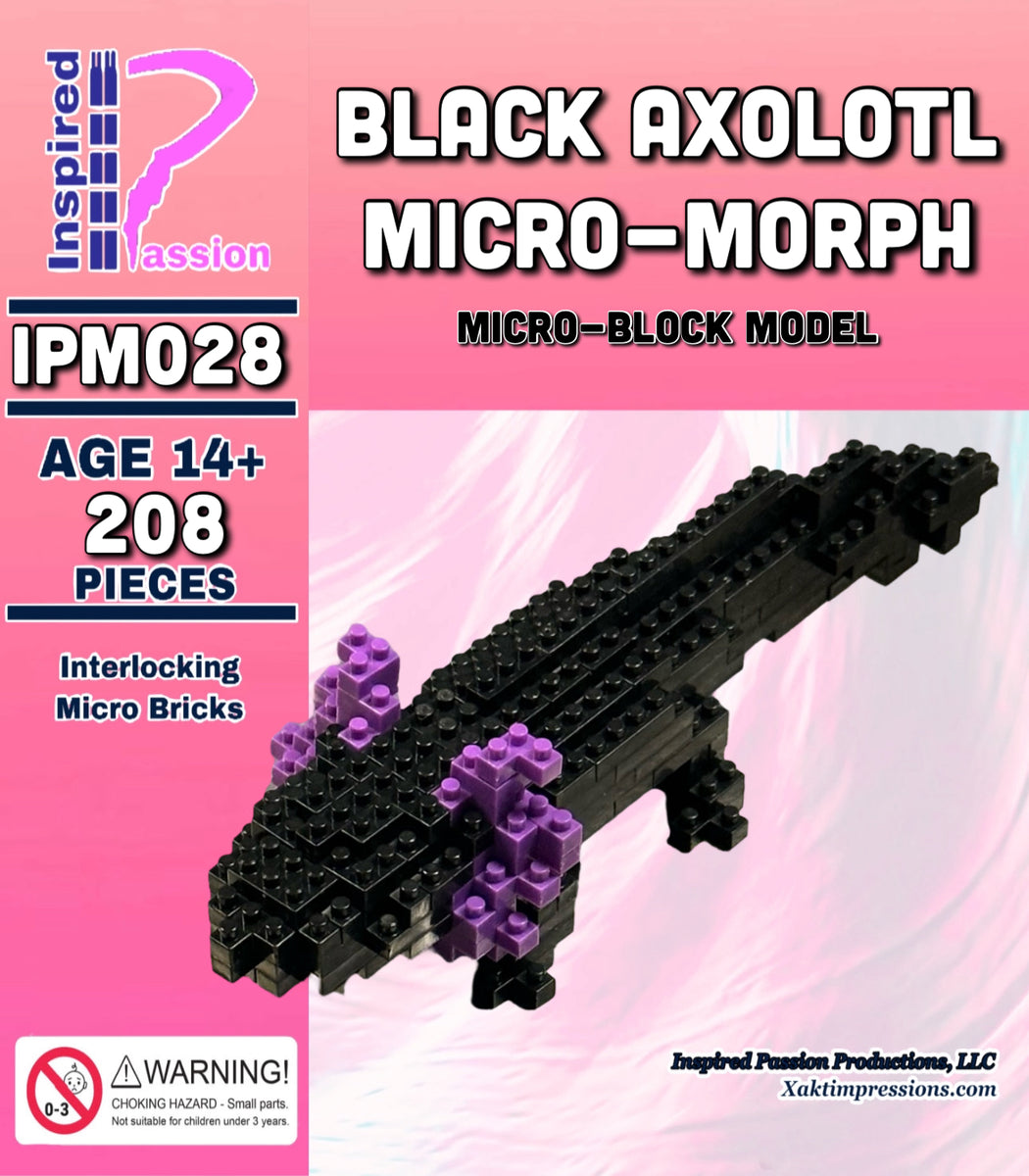 (Black) Tiny Axolotl Micro Morph Micro-Block model – Inspired Passion Productions